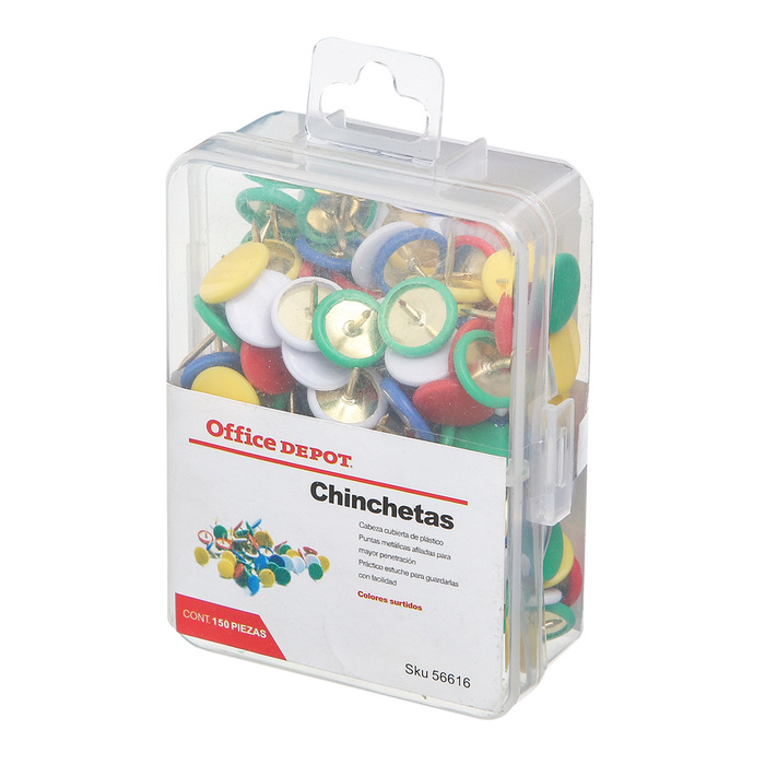 CHINCHETAS OFFICE DEPOT (150 PZS., COLORES) :: AltaGama Papelerías